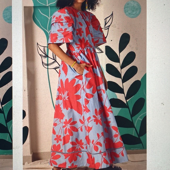 Maude Vivante | Dresses | Coral Florals Haley Maxi Dress 0 Cotton ...